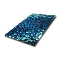 China Blue Coated Water Ripple Stainless Steel Sheet 2438mm 3048mm 201 304 PVD for sale