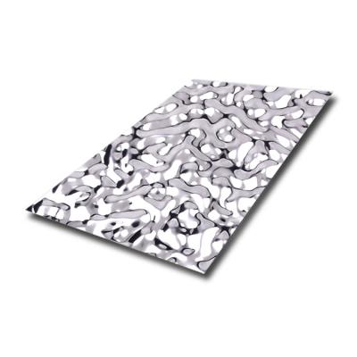 China JIS PVD Silver Water Ripple Stainless Steel Sheet 1219 X 2438mm Width Plate Mirror 304 for sale