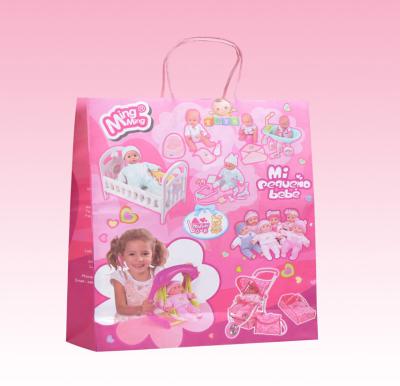 China custom white kraft paper gift bags with twist paper handle manufacturer for sale
