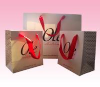 China custom recyclable paper shopping bags with hot stamping logo wholesale supplier for sale