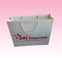 China custom retail white paper bags with handles wholesale manufacturer for sale