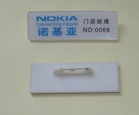 China custom plastic name tags holders name badges online for work with safety pin for sale