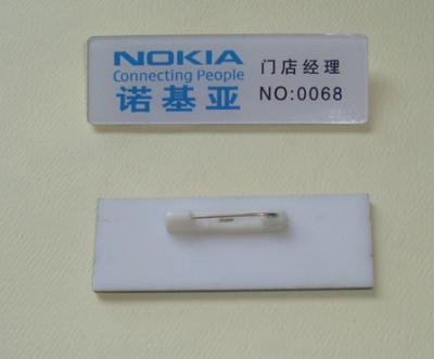China custom plastic name tags holders name badges online for work with safety pin for sale