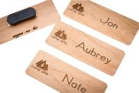 China custom luxury wood material engraved magnet name badges manufacturer for sale for sale