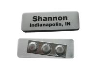 China custom metal silver business name badges event uniform name tag lanyards factory for sale