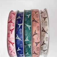 China custom printed white bulk grosgrain ribbon with black logo for sale suppliers for sale
