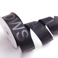 China custom printed grosgrain ribbon wholesale online white ivory with black logo for sale
