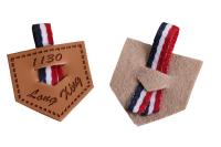 China custom brown PU leather labels for handbags patches for leather for sale factory for sale