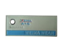 China custom clothing tag leather hang tag leather badge holder with eyelet supplier for sale