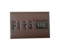 China custom clothing tag leather hang tag leather badge holder with eyelet supplier for sale