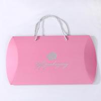 China Custom Printed Paper Pillow Boxes With Handle Rope – Luxury Gift Packaging With Silver Foil Logo for sale