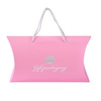 China Custom Printed Paper Pillow Boxes With Handle Rope – Luxury Gift Packaging With Silver Foil Logo for sale