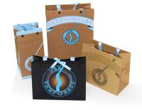 China Custom Printed Recycled Brown Kraft Merchandise Bags with Twisted Handles Factory for sale