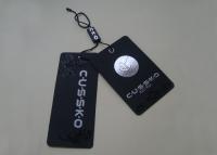 China Custom Recycled Paper Clothing Jeans Hang Tags with Spot UV Emboss Silver Foil for sale