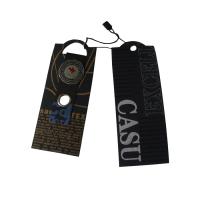 China Custom Recycled Paper Clothing Jeans Hang Tags with Spot UV Emboss Silver Foil for sale