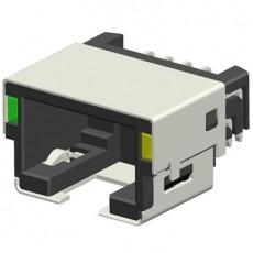 China RJ45 Modular Jack (Offset)Shielded, THT, Reflow Soldering, LED for sale