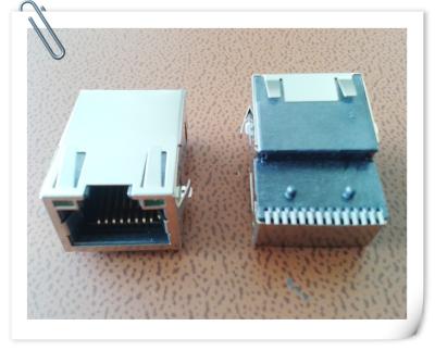 China 1x1 Gigabit sinking plate type RJ45 connector, 1000base integrated jack SMD for sale