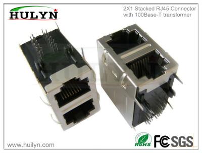 China 2X1 Stacked RJ45 Jack With 100base transformer for sale