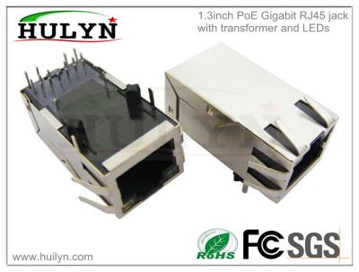 China 1.3inch Gigabit POE. RJ45 Jack With Transformer and LEDs for sale