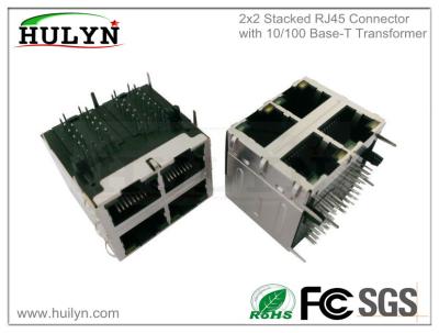 China Stacked 2x2- RJ45 with transformer RJ45 JACK for sale