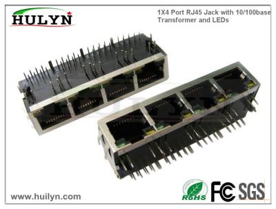 China RJ45 with transformer RJ45 JACK 1x4 Gigabit for sale
