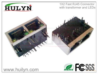 China RJ45 with transformer RJ45 JACK 1x2 Gigabit for sale