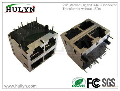 China Stacked 2x2- RJ45 with transformer RJ45 JACK for sale