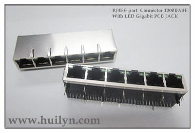 China 6 ports RJ45 connector with transformer,RJ45 JACK PoE, （25.4mm）1Gbps for sale