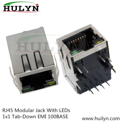 China Shielded RJ45 Modular Jack Connector, Through Hole Type, with built-in 10/100 Mbps Transfo for sale