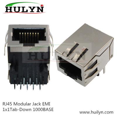 China Shielded RJ45 Modular Jack Connector, Through Hole Type, 100Mbps for sale