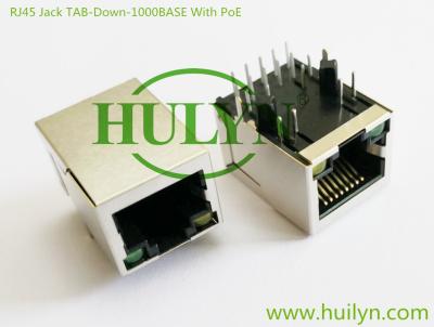 China RJ45 Modular Jack Connector, Through Hole Type,  Transformer, with LED,POE, 1000 Mbps for sale