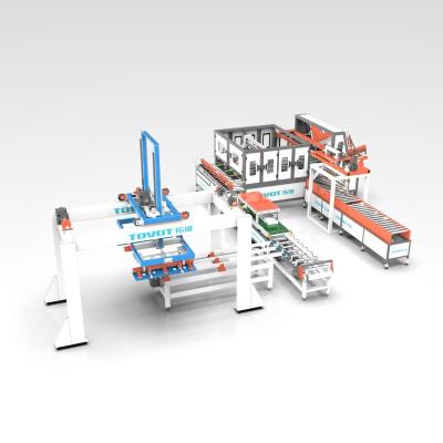 China Automatic Packaging Machine with Labeling System for Square LVT SPC Flooring Manufacturing Factory for sale