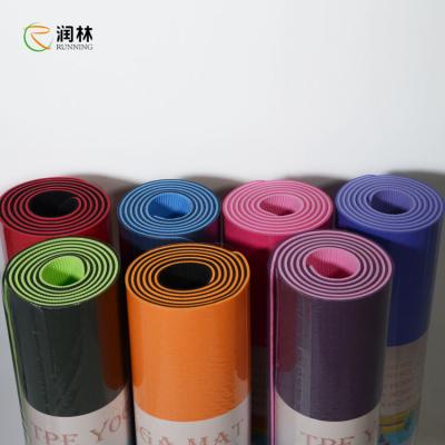 China Runlin Thick Double Sided Yoga Mat with Printed  / Engraved Logo for sale
