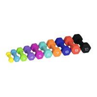 China Home Gym Colored Neoprene Coated Dumbbell Set Different Kilograms With Stand for sale