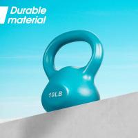 China Comfortable Hand Grip Solid Cast Iron Kettlebell Weights Blue 10lb 15lb 20lb for sale