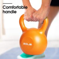 China Wide Handle Rubber Bottom Orange Weight Kettlebell For Training Arm Lifting, Core, Leg for sale