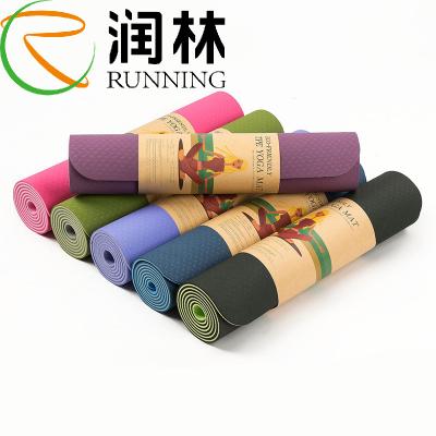China Gym Pilates Yoga Tpe Rubber Thick Fitness Mat Anti Slip Custom Logo for sale
