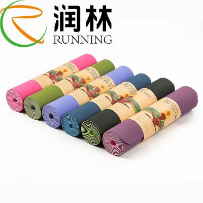 China Customized Printing Tpe Yoga Mat Single Color 6mm For Fitness for sale