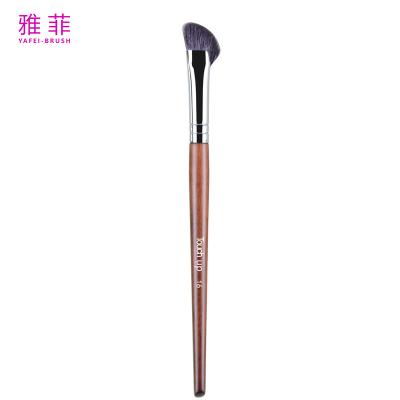 China TOUCH UP 16  Half Fan-Shape Blush Angled Under Eye Nose Makeup Brush Wooden Handle Oblique Goat Hair for sale