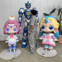 China Handmade Large Art Deco Fiberglass Animal Cartoon Sculpture Customizable Floor Standing Mascot Decorations Building Color for sale
