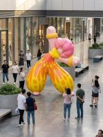 China Custom Pink Cloud Hair Cartoon Girl Fiberglass Sculpture - High-Quality Weather-Resistant IP Mascot for Shopping Mall Decoration for sale