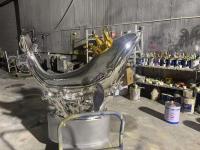 China Custom Chrome Electroplated Whale Sculpture with Gold Crown for Luxury Interior Lobby Decoration for sale