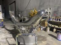 China Custom Chrome Electroplated Whale Sculpture with Gold Crown for Luxury Interior Lobby Decoration for sale