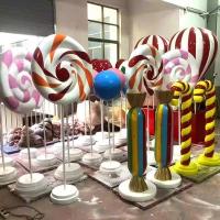 China High Quality Resin Sculpture Customizable Fiberglass Candy Lollipop Statue for Garden Theme for Holiday Decorations Mall Props for sale