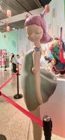China Custom Girl with Deer Antlers and Ginkgo Leaf Fiberglass Sculpture for Gallery Mall Decoration for sale