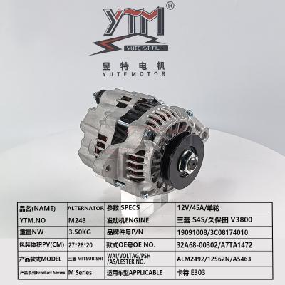 China YTM Alternator M243 12V 45A Single Pulley 32A68-00302 A7TA1472 for sale