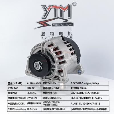 China Alternator 12V70A For Perkins 403C Mini Excavator Aerial Work Platform for sale