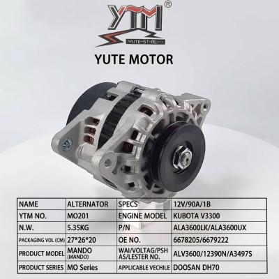 China 12V 90A Alternator MO201 For Kubota V3300 Engine Doosan DH70 OE 6678205 6679292 ALA3600LK for sale