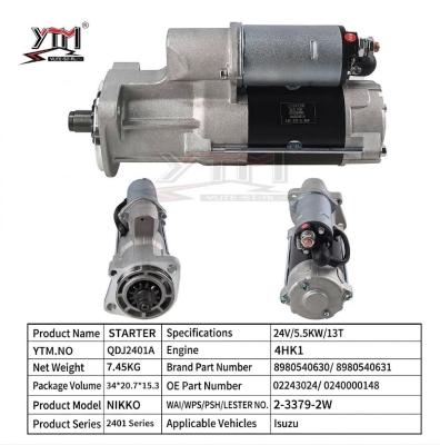 China QDJ2401A  24V 5.5KW 13T Starter Motor For Isuzu 4HK1 Engine OE 02243024 0240000148 for sale
