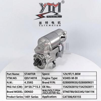 China 12V 9T 1.8KW Excavator Starter QDJ1401K 0280009030 0280009031 1542563010 1542563011 For CAT306 KX155 V2403-M-DI for sale